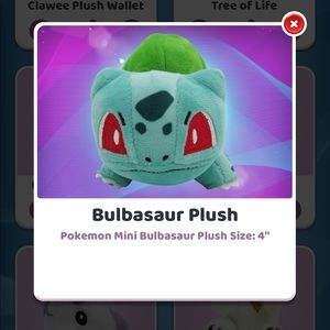 Toys | Pokmon Mini Bulbasaur 4 Plush Clawee Prize New | Poshmark